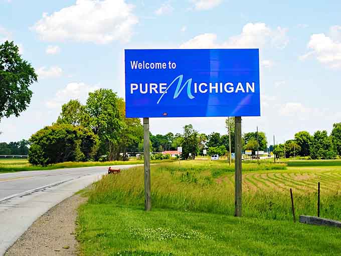 Another angle, same feeling. That blue sign is basically a hug from the state itself, no exaggeration.