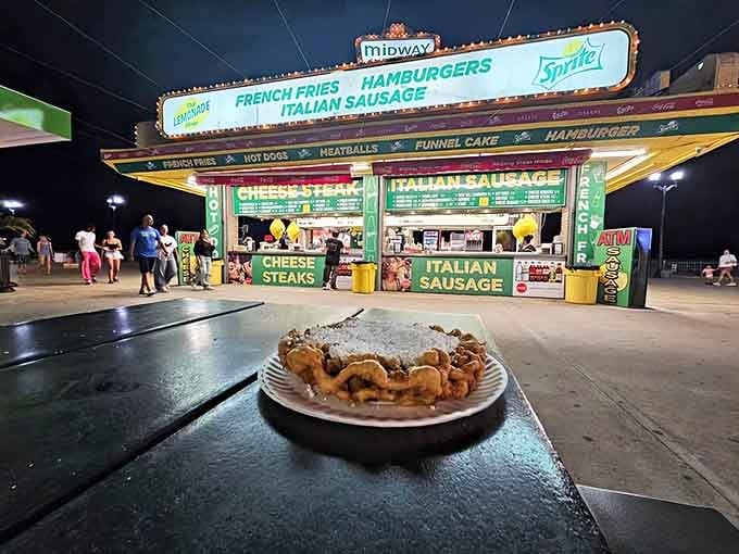 Grab your food and claim your spot; this is outdoor dining at its most gloriously unpretentious best.