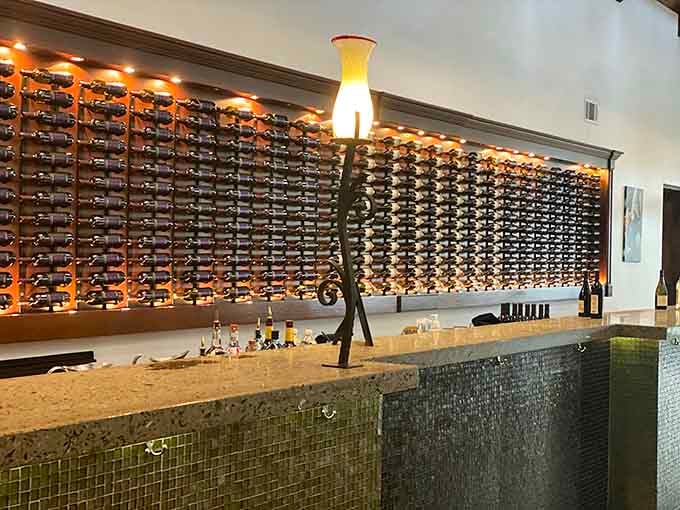 The tasting room where serious wine decisions happen, or where you just point and say "that one looks nice."