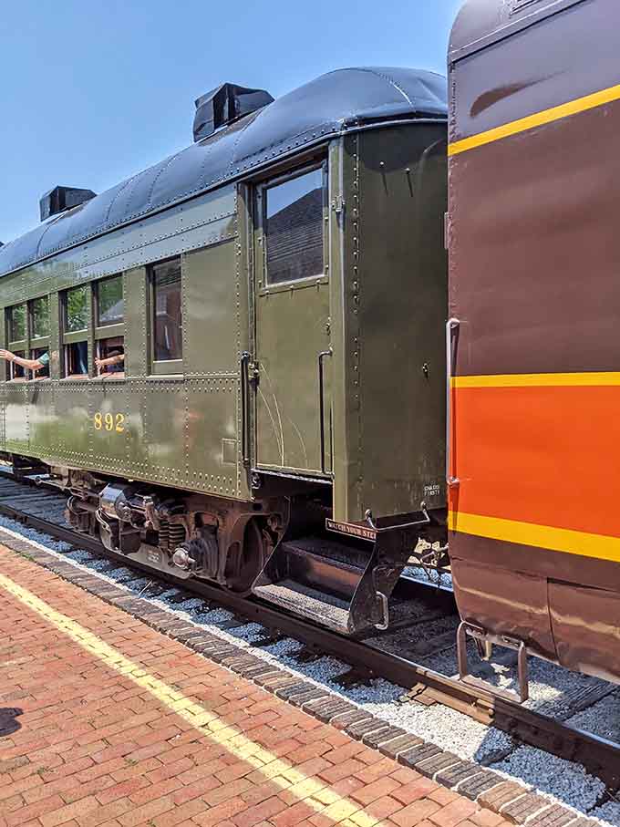 This olive-green passenger car has seen more miles than your odometer and still looks ready for another century of service.