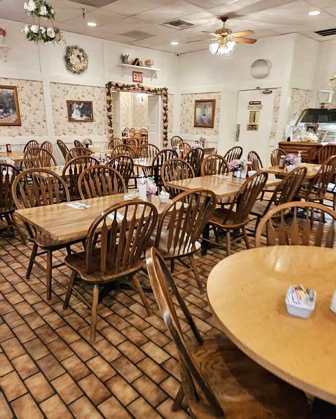 The dining room where generations have gathered to worship at the altar of authentic Belgian breakfast.