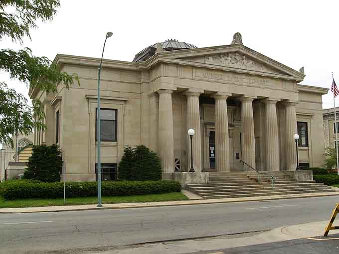 The public library's classical columns remind us that knowledge deserves architectural dignity and free parking.