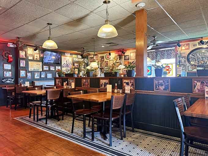 Cozy booths and warm lighting create the kind of atmosphere where memories are made over shared pizzas and laughter.