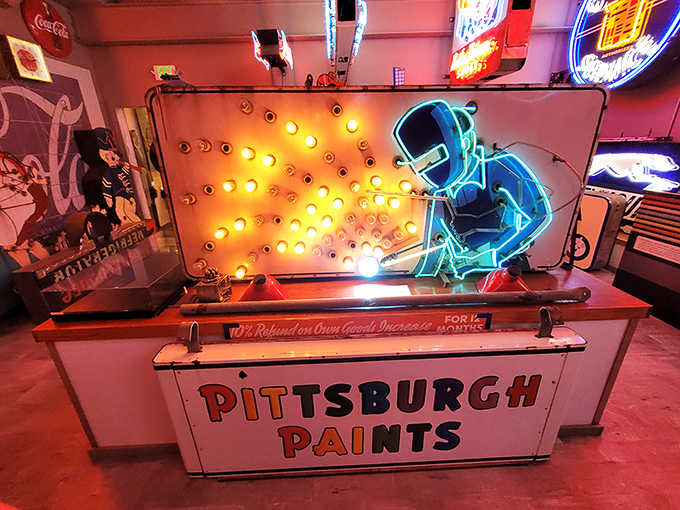 This Pittsburgh Paints display proves that even industrial products deserved their moment in the neon spotlight back then.
