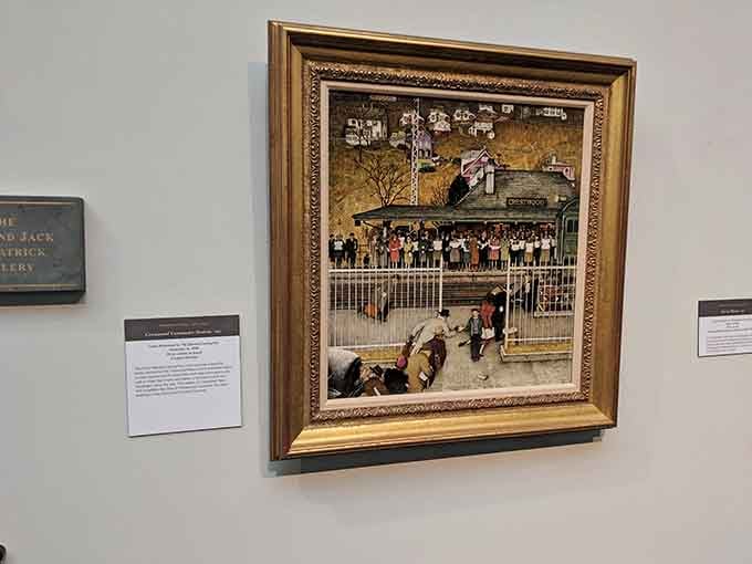 Saturday Evening Post covers line the walls, reminding us when illustration was America's window to itself.