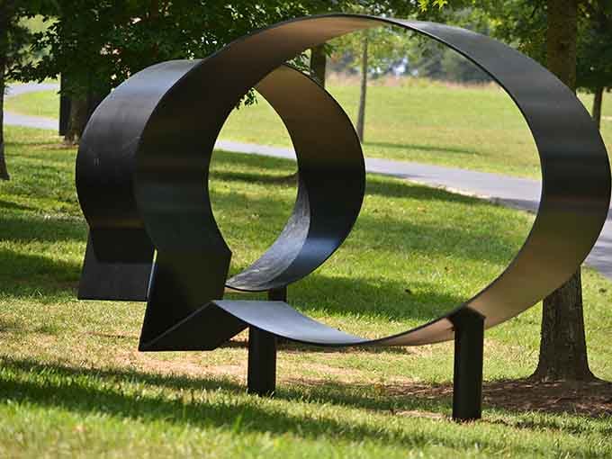 These bold geometric forms transform a simple stroll into an adventure through living, breathing contemporary art.