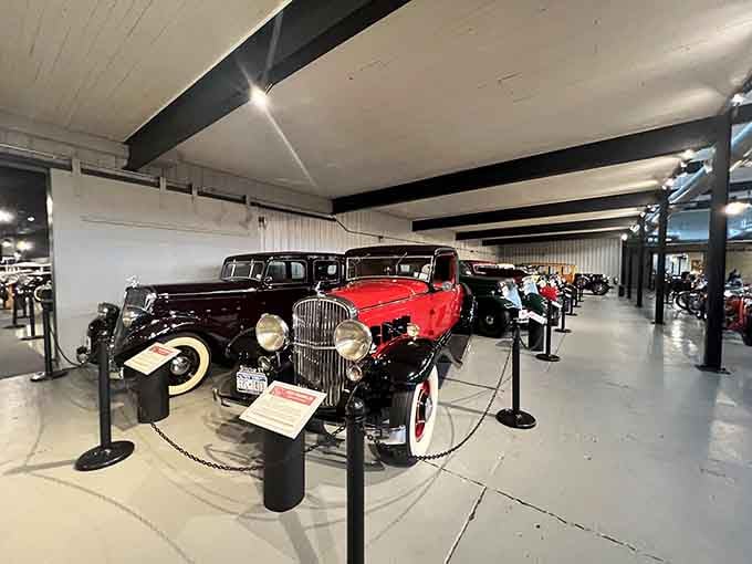 Classic automobiles lined up like debutantes at a ball, each one more elegant than your prom date ever was.