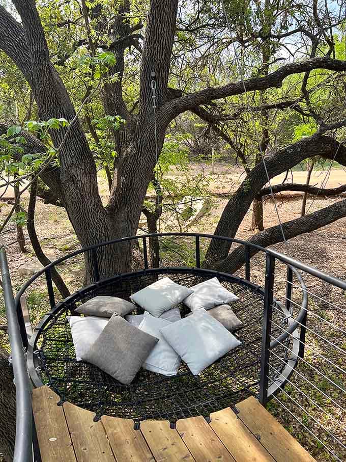 A hanging net lounge that makes you feel like a sophisticated hammock enthusiast with excellent life choices.