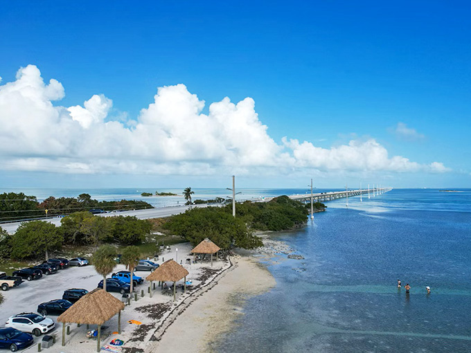 Puffy clouds hover over Long Key like nature decided this particular stretch of highway deserved its own dedicated scenery department.