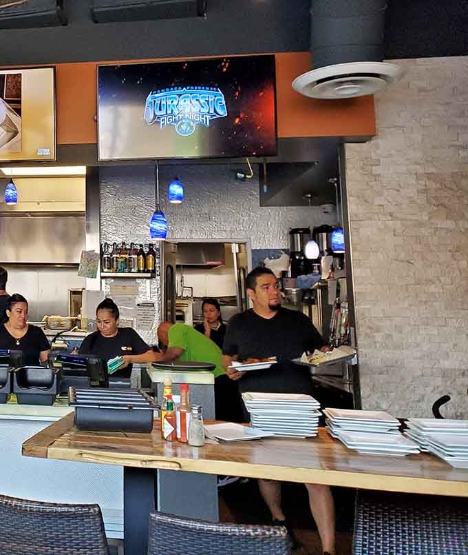 The friendly staff keeps everything running smoothly, even with pteranodons circling overhead.