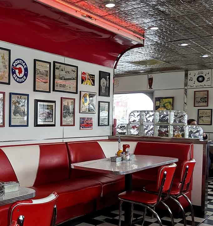 Vintage posters and memorabilia line the walls, turning every meal into a trip down memory lane.