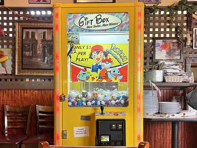 Even the claw machine knows this is a place where winning big is just part of the experience.