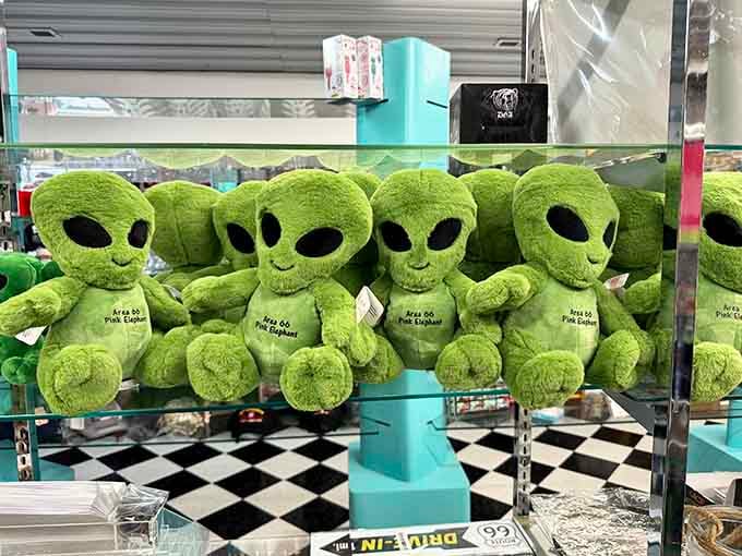 Little green visitors reminding you that Route 66 attracts all kinds of travelers from near and far.