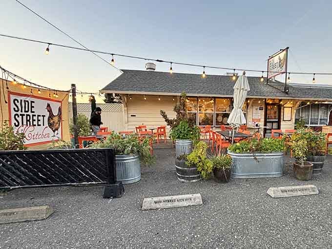 Side Street Kitchen's welcoming patio, where Mediterranean flavors meet West Marin's laid-back dining philosophy perfectly.