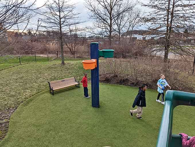Kids discover that basketball hoops at their level make everyone feel like they're in the NBA.