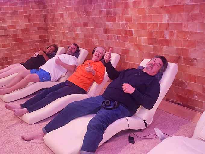 When your salt cave crew gives thumbs up mid-session, you know you've found the right kind of therapy group.
