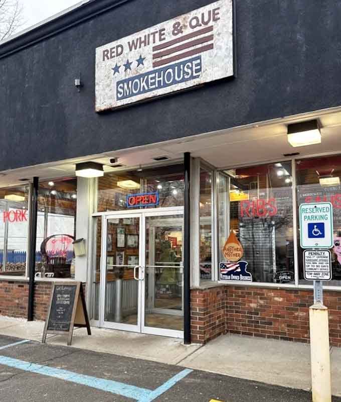 The storefront might be modest, but what's happening inside with that smoker is absolutely not modest at all.