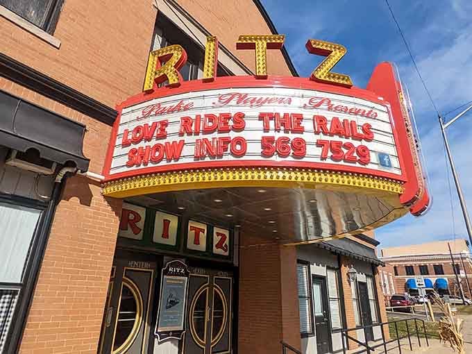 The Ritz Theater keeps small-town entertainment alive where marquees still announce shows the old-fashioned way proudly.
