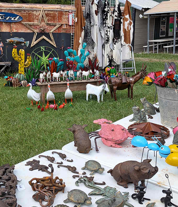 Rustic metal animals prove that lawn decorations don't have to be boring, just slightly rusty and full of character.