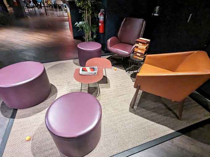 Lounge seating for when you need a break from athletic endeavors or just want to watch chaos.