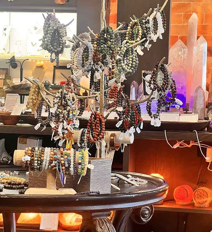 These handcrafted crystal bracelets offer a stylish way to carry positive energy with you long after your session ends.