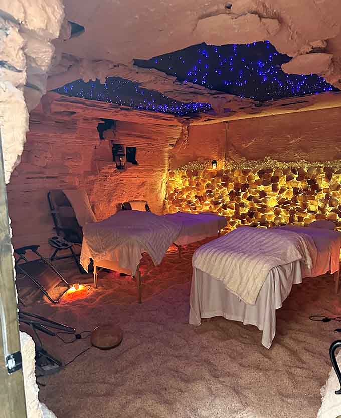 The infrared sauna booth offers another path to relaxation, because variety is the spice of spa life.