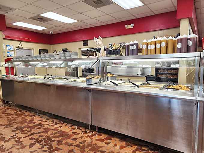 The buffet area where dreams come true and portion control goes out the window, as it absolutely should here.