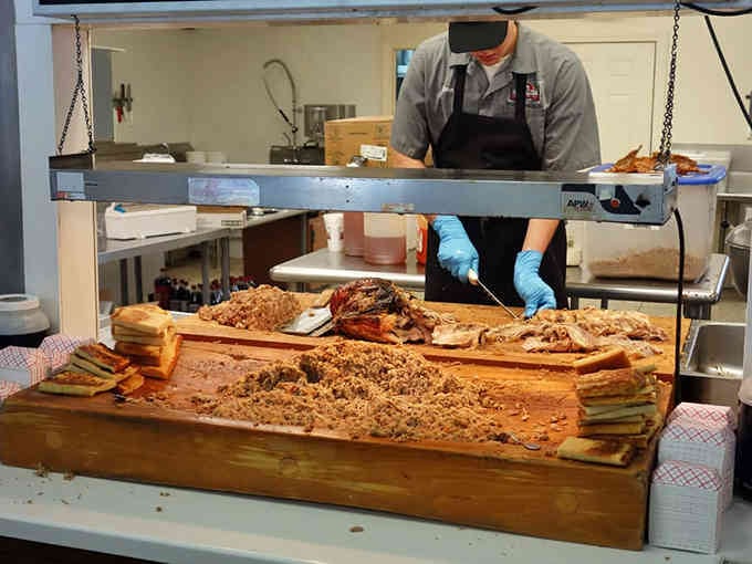 Watching whole hog being chopped is like witnessing edible alchemy transform pig into pure Carolina gold.