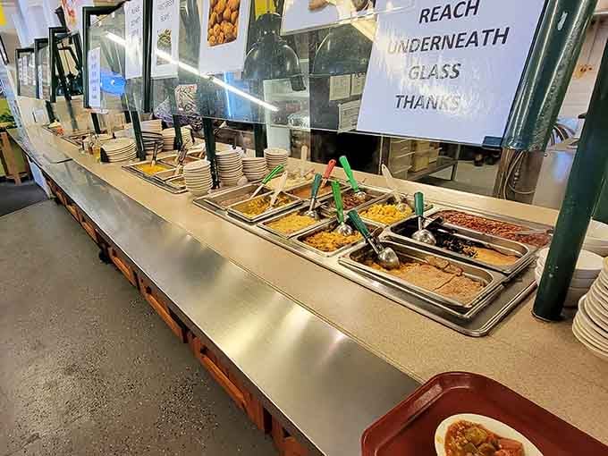 The cafeteria line where dreams come true, every dish calling your name, begging to join your plate for the journey.