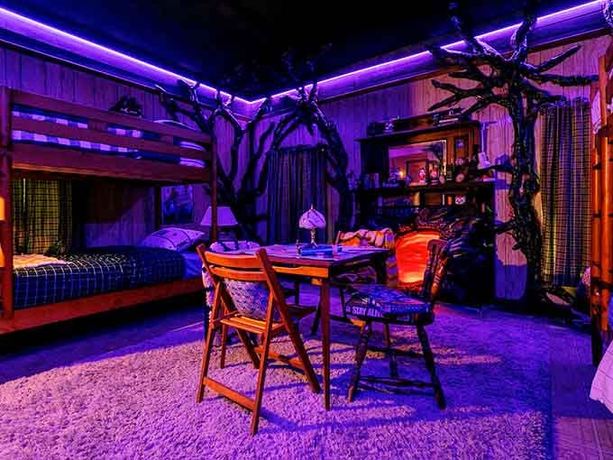 Sleep where television magic happened, surrounded by wood paneling that whispers stories of supernatural adventures and brave friendships endured.