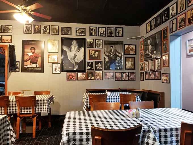 Marilyn Monroe watches over diners from the wall, probably wondering if she could've finished that tenderloin in one sitting.