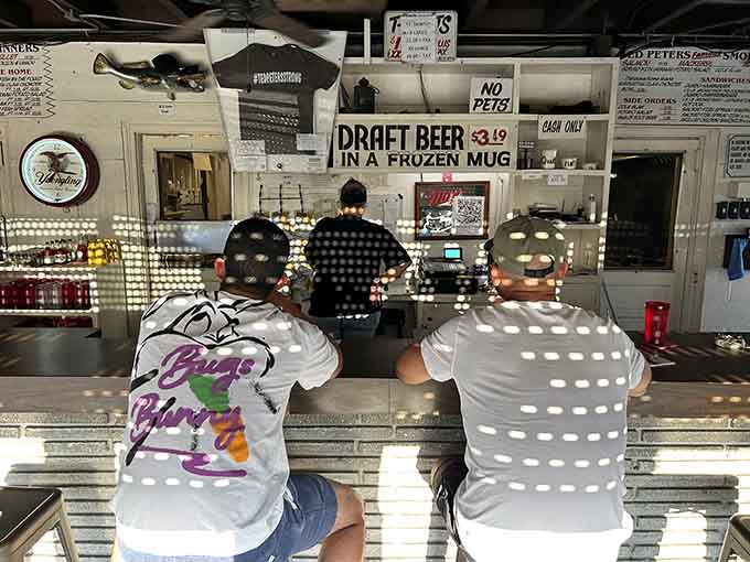 Counter seating lets you watch the action while contemplating your next smoked fish order.