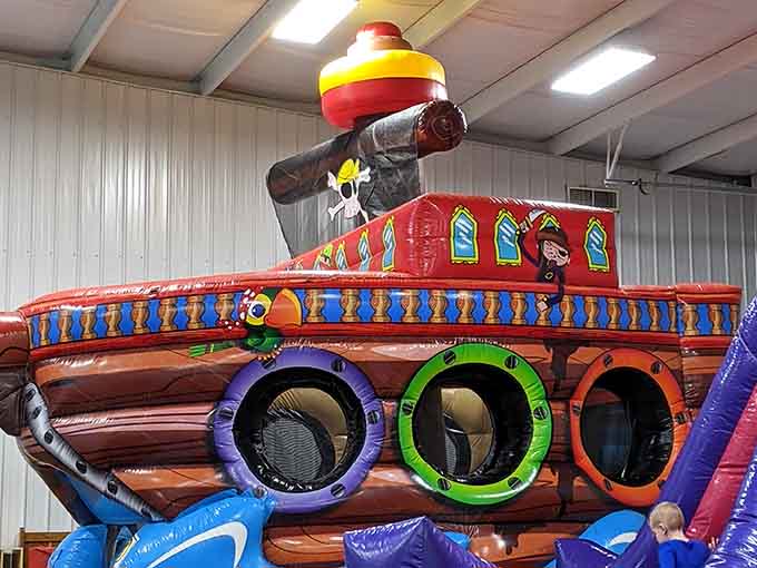 The Bouncin Barn's inflatable pirate ship promises grandparent hero status when you bring the kids for adventure.