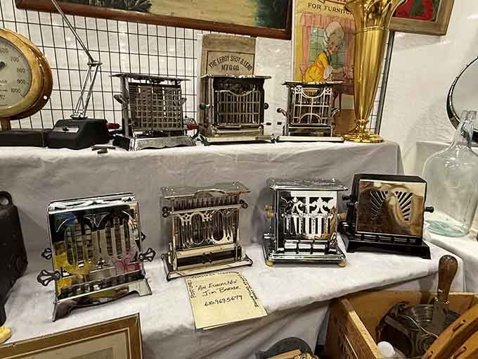 Chrome toasters lined up like soldiers prove breakfast was once a much more stylish affair than today.