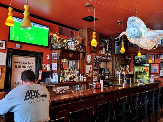 The bar beckons with its polished wood and well-stocked shelves, promising perfectly poured pints and friendly conversation all night long.