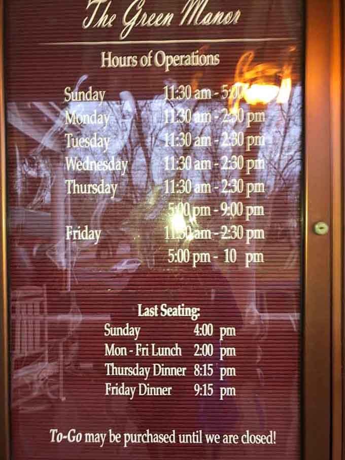 The hours posted mean you can plan your attack on this buffet any day of the week.