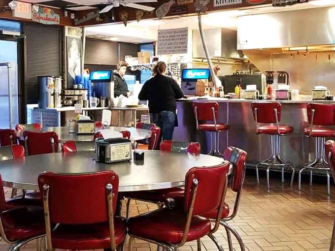 The counter seating puts you front-row to watch kitchen magic happen in real time.