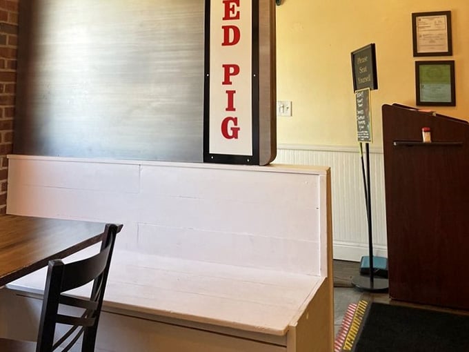 The hostess stand welcomes you to barbecue paradise, where your journey to flavor town officially begins here.