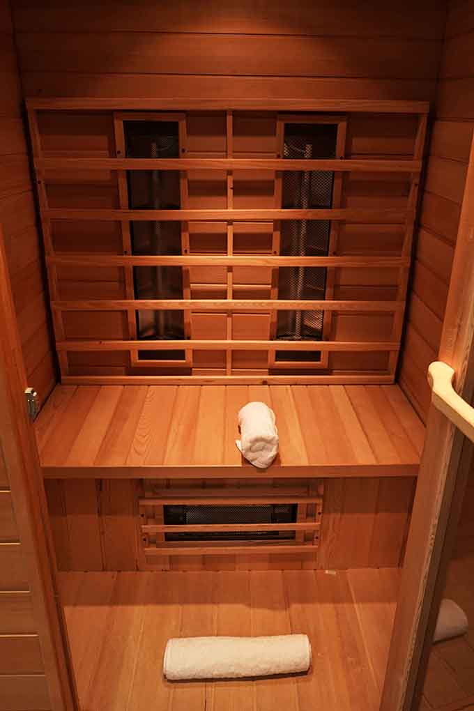 The infrared sauna offers another wellness option, because apparently one way to detox just isn't enough here.
