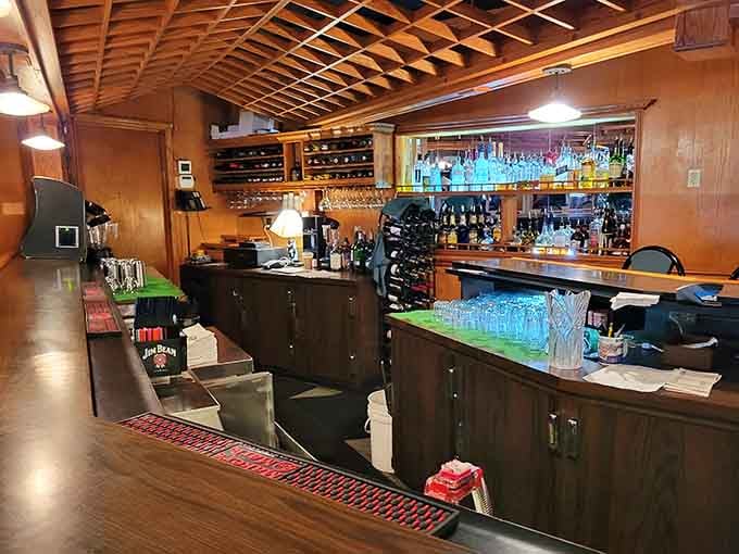 The well-stocked bar promises cocktails mixed with care, because romance needs proper liquid accompaniment.