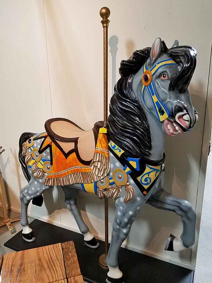 A carousel horse frozen mid-gallop, ready to bring carnival magic to your home without the cotton candy stickiness.