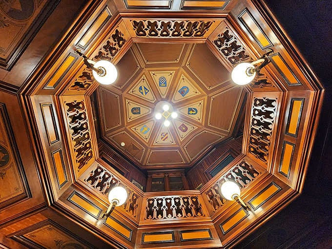 Ceilings this ornate make you realize Victorians never met a surface they couldn't embellish beautifully.