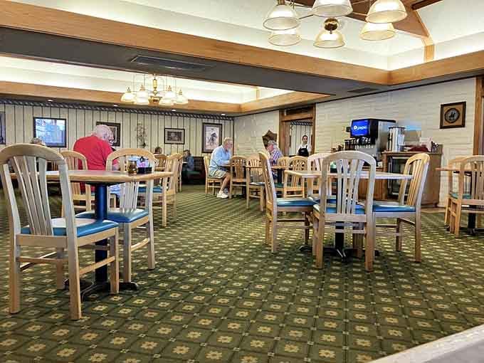 The dining room hums with the comfortable energy of people who know exactly what they want and where to find it.