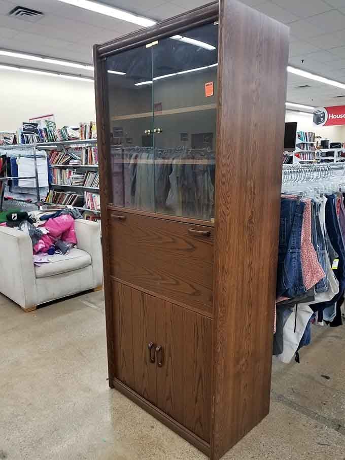 This wooden hutch has more character than most people, just waiting for someone to appreciate its vintage charm.