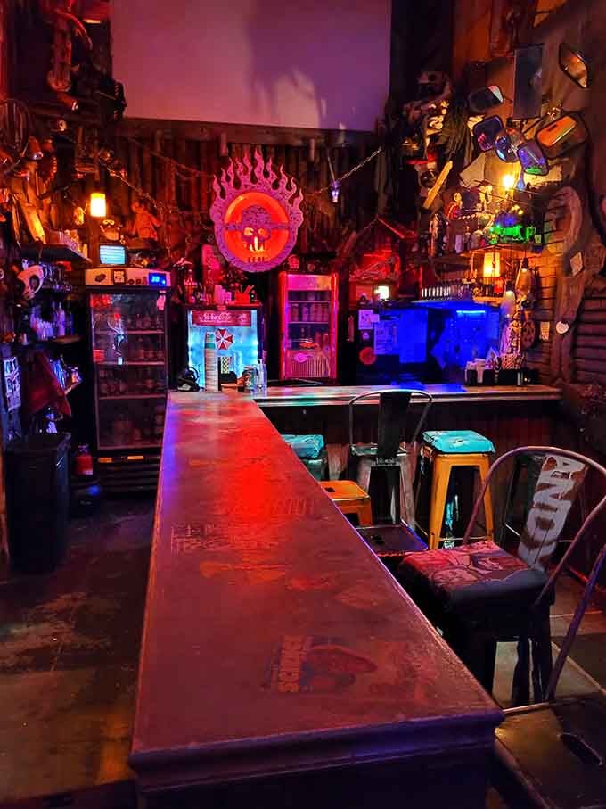 The bar stretches through this wonderland, every inch packed with treasures that demand closer inspection and appreciation.
