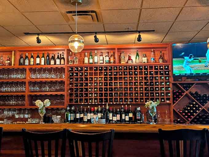 That wine wall isn't just decoration; it's a promise of good decisions and better pairings.
