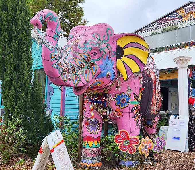 This pink elephant proves that seeing one doesn't mean you've had too much, just that you're in the right place.