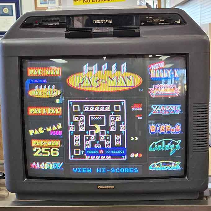 Classic Pac-Man on a vintage TV proves that the best games never go out of style, just like you.