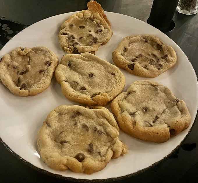 Those chocolate chip cookies look dangerously soft, gooey, and exactly like what happiness tastes like in dessert form.