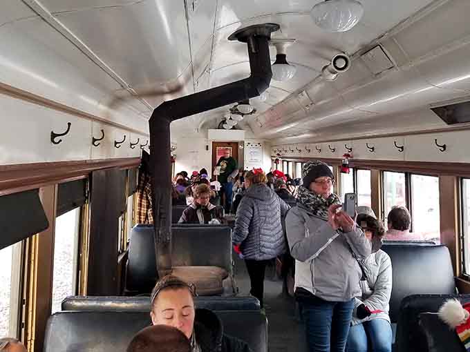Passengers bundled up for a winter ride, proving Hoosiers don't let cold weather stop their fun.